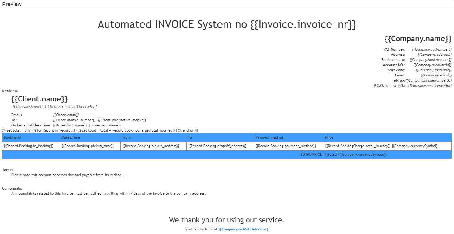 INSOFTDEV | Dispatch System | Custom Invoices Templates