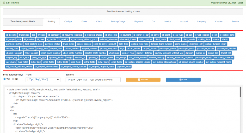 INSOFTDEV | Dispatch System | Custom Invoices Templates